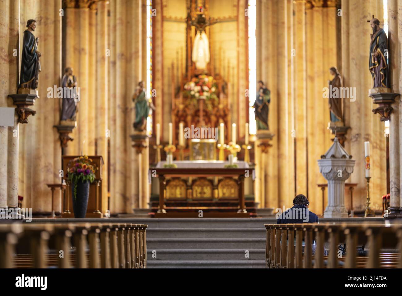 A view of a virgin Mary altar catholic church Stock Photo - Alamy