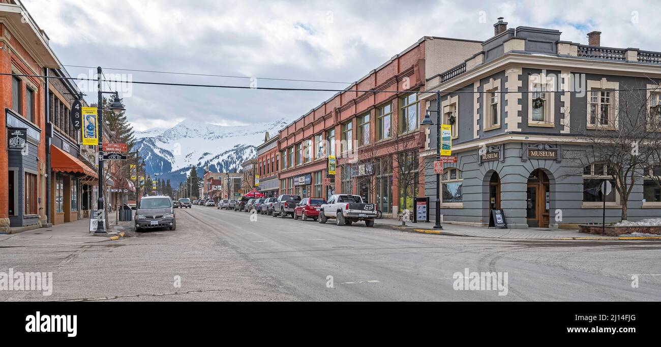Fernie, British Columbia, Canada – March 17, 2022: Street view of the ...