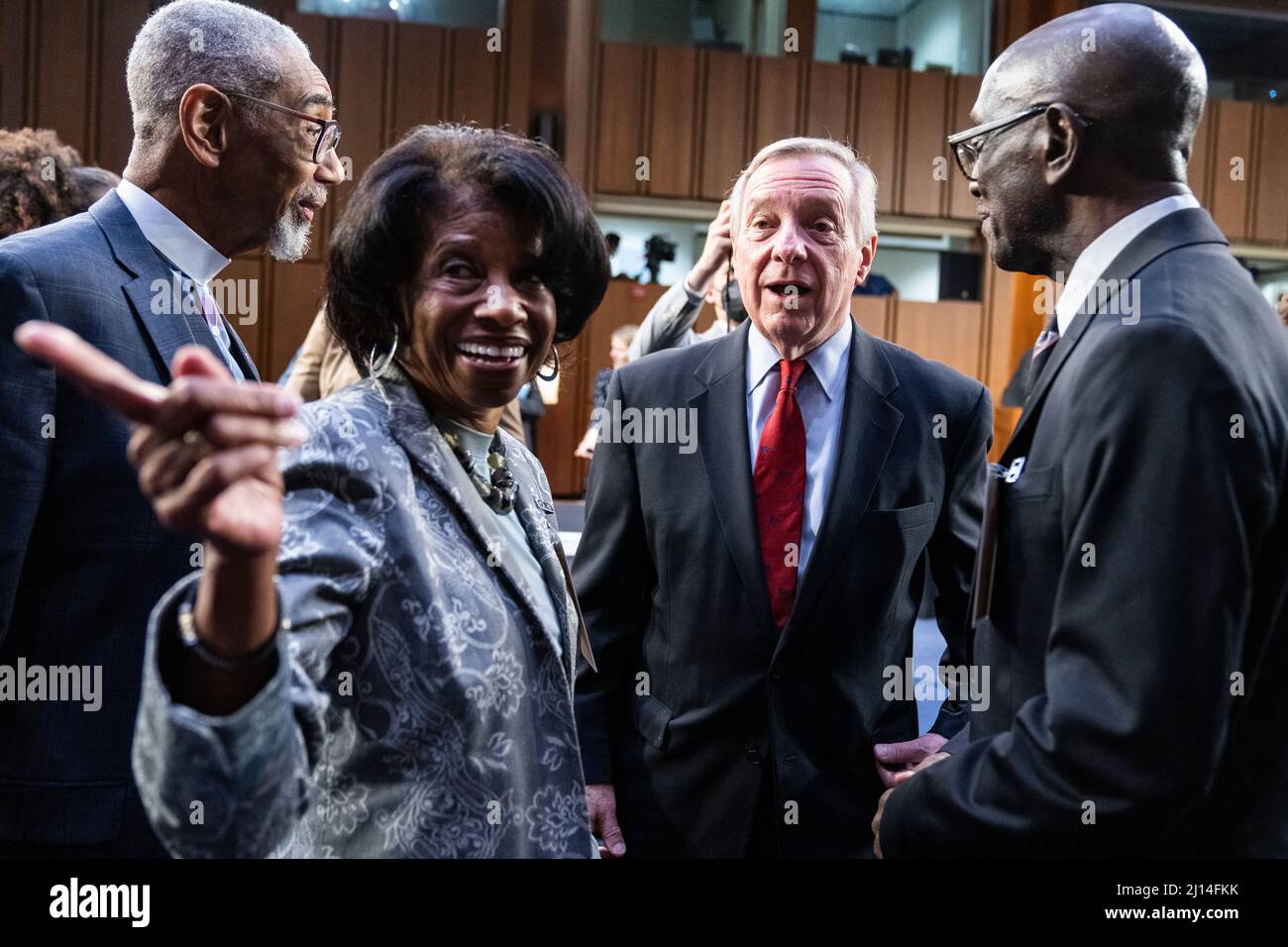 UNITED STATES - MARCH 22: Chairman Sen. Richard Durbin, D-Ill., greets ...