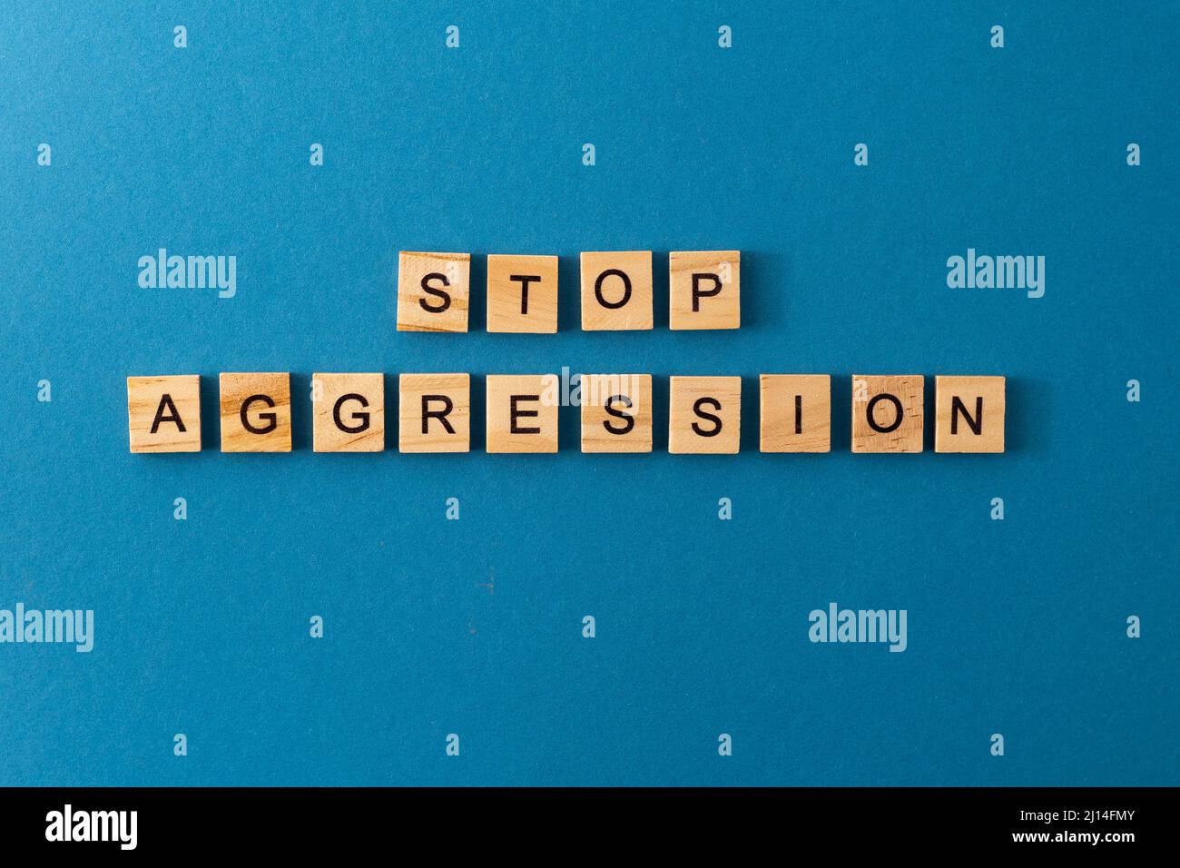 Stop aggression background. Phrase from wooden letters. Top view words ...