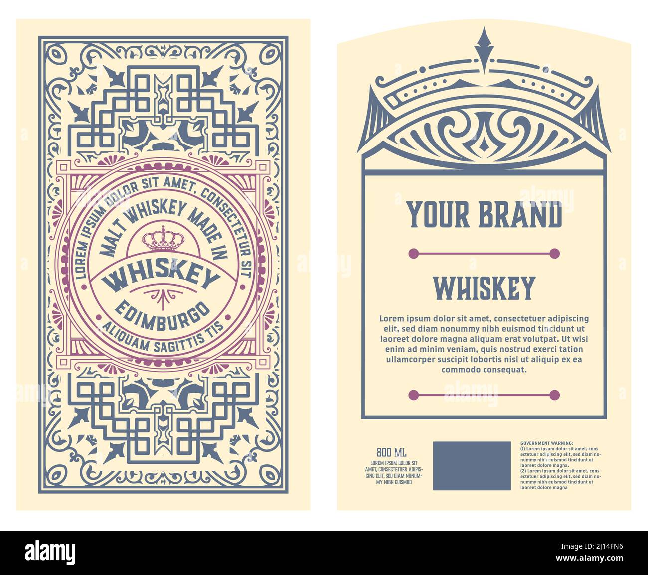 Whiskey label with old frames Stock Vector Image & Art - Alamy