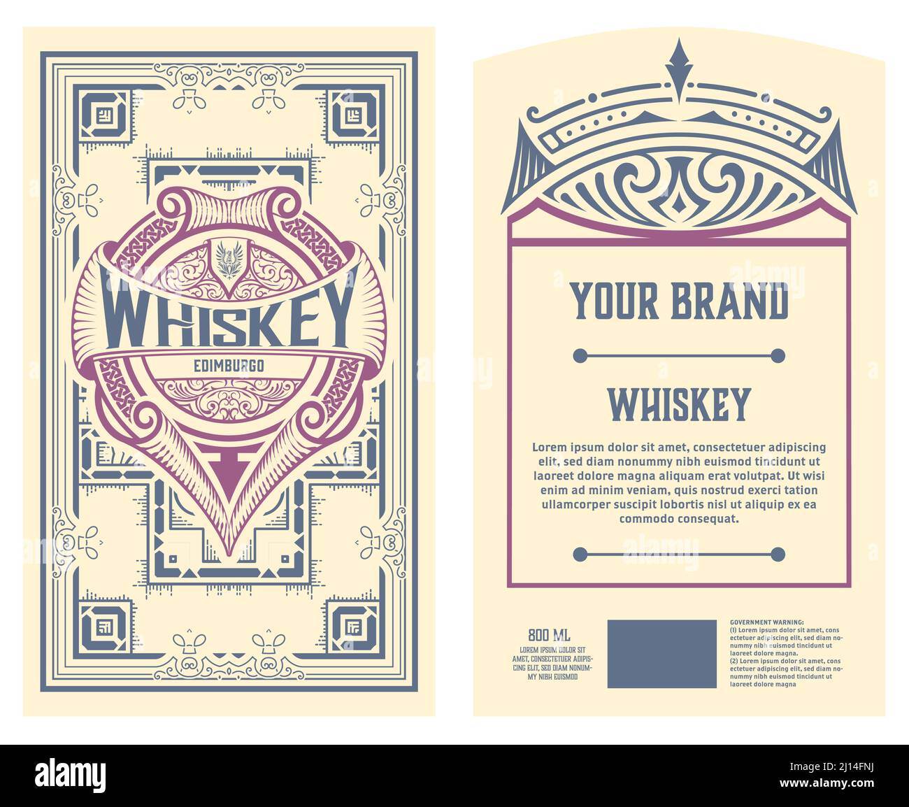 Whiskey label with old frames Cut Out Stock Images & Pictures - Alamy