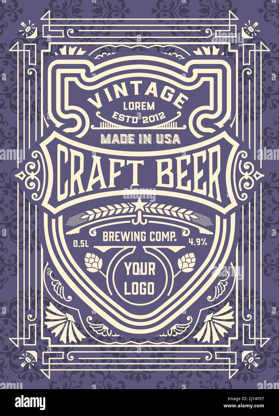 Beer label with old frames Stock Vector Image & Art - Alamy