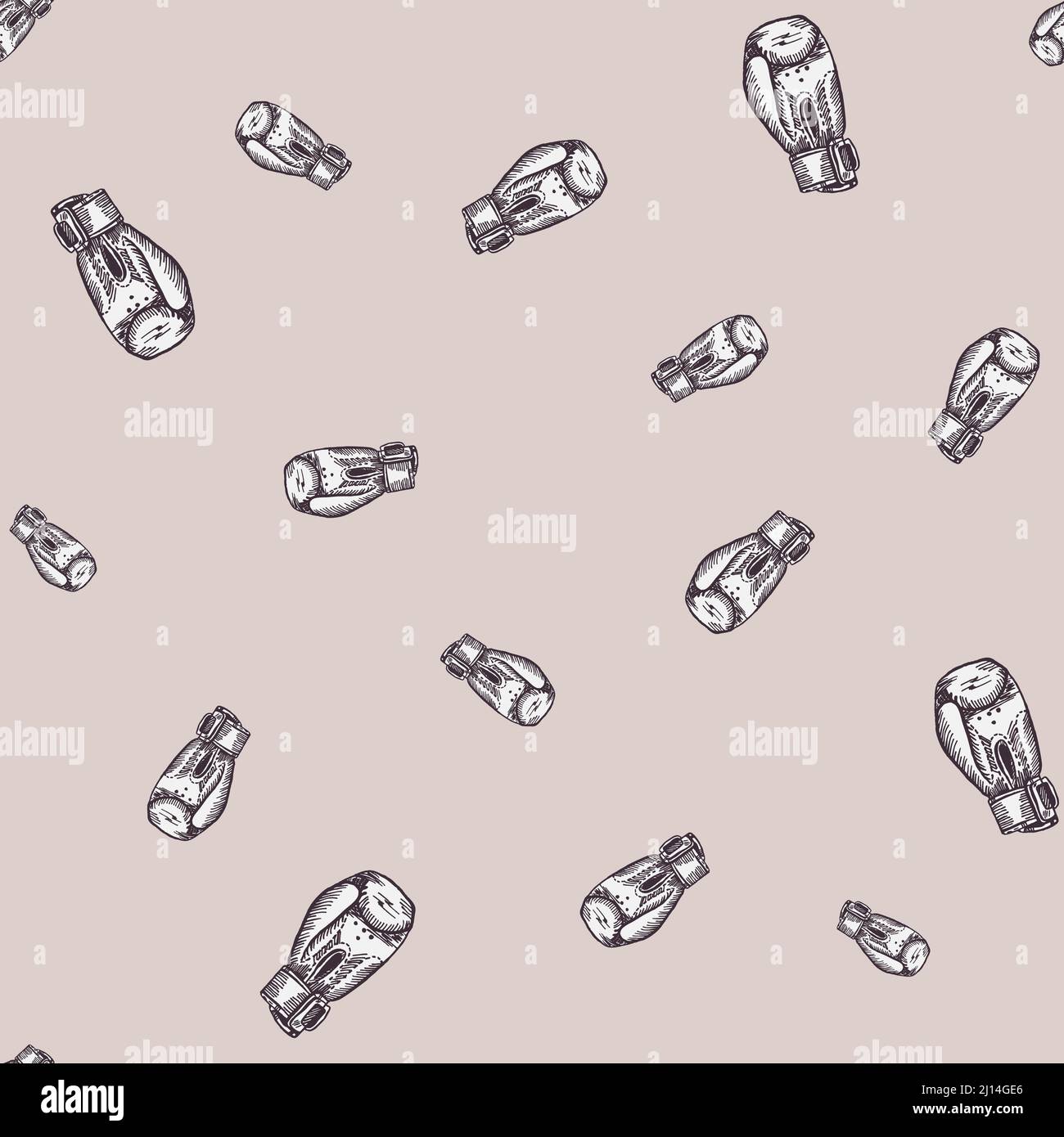 Boxing gloves seamless pattern. Vintage sport inventory background ...