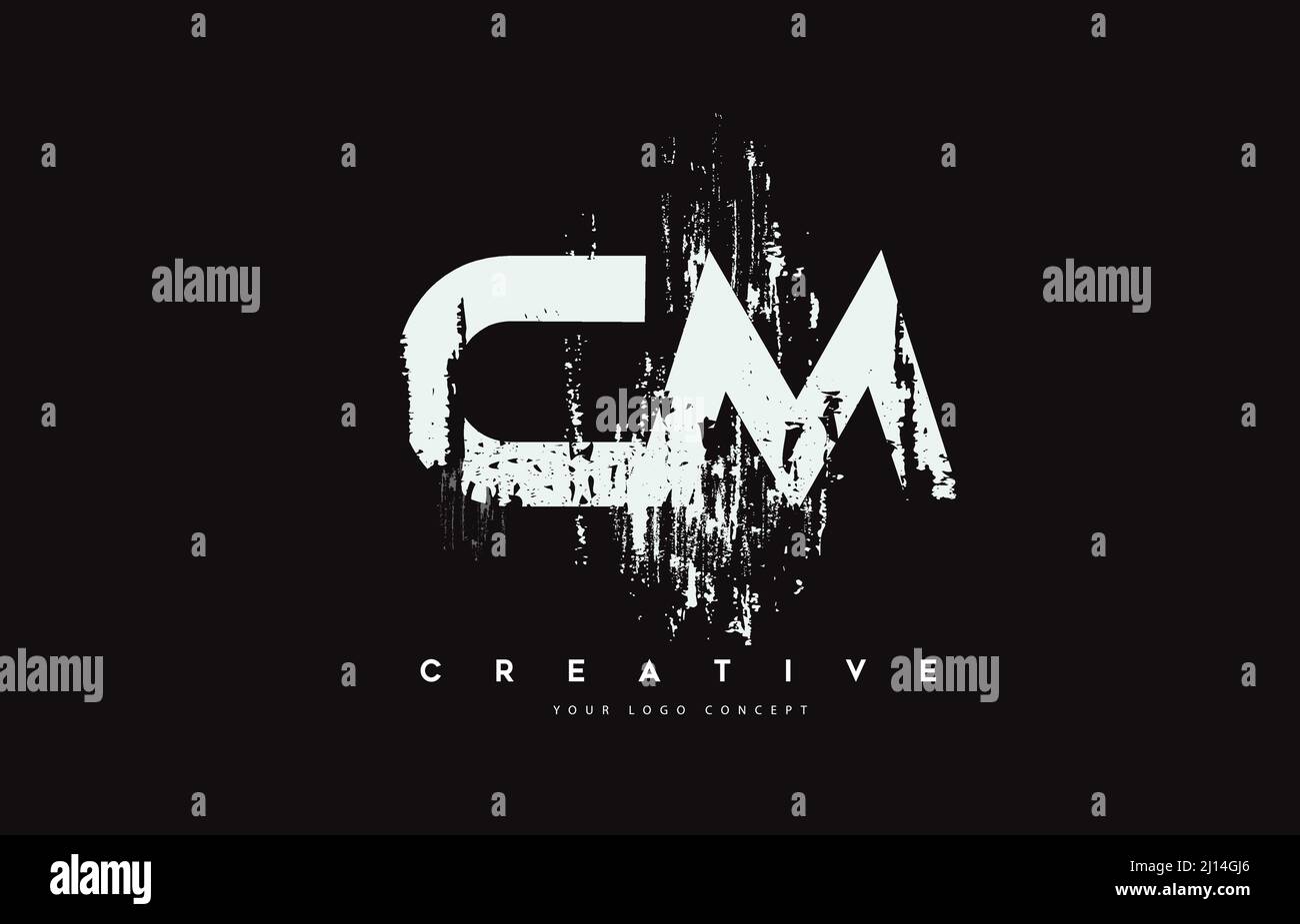 CM C M Grunge Brush Letter Logo Design in White Colors. Creative Brush ...
