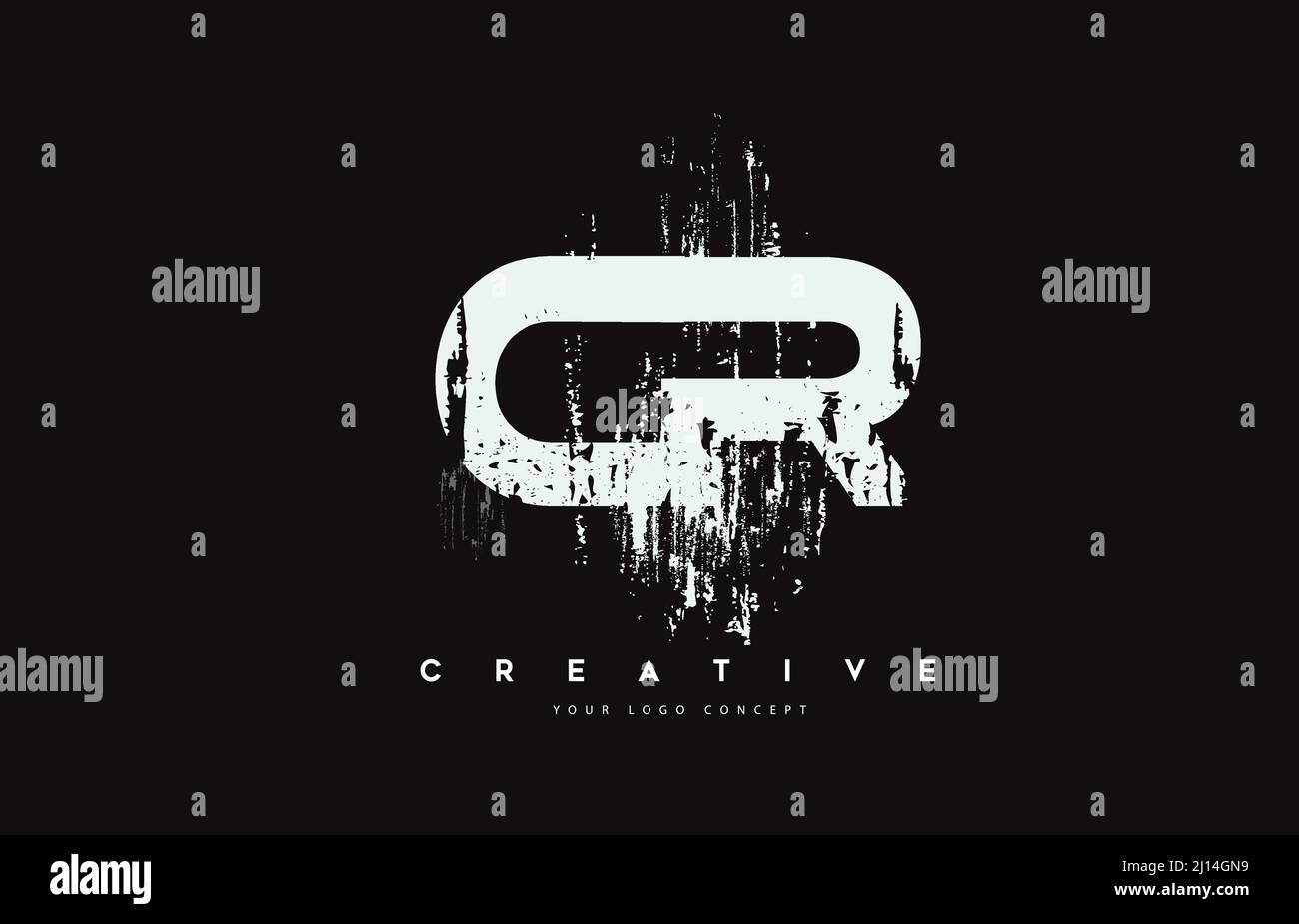 CR C R Grunge Brush Letter Logo Design in White Colors. Creative Brush ...