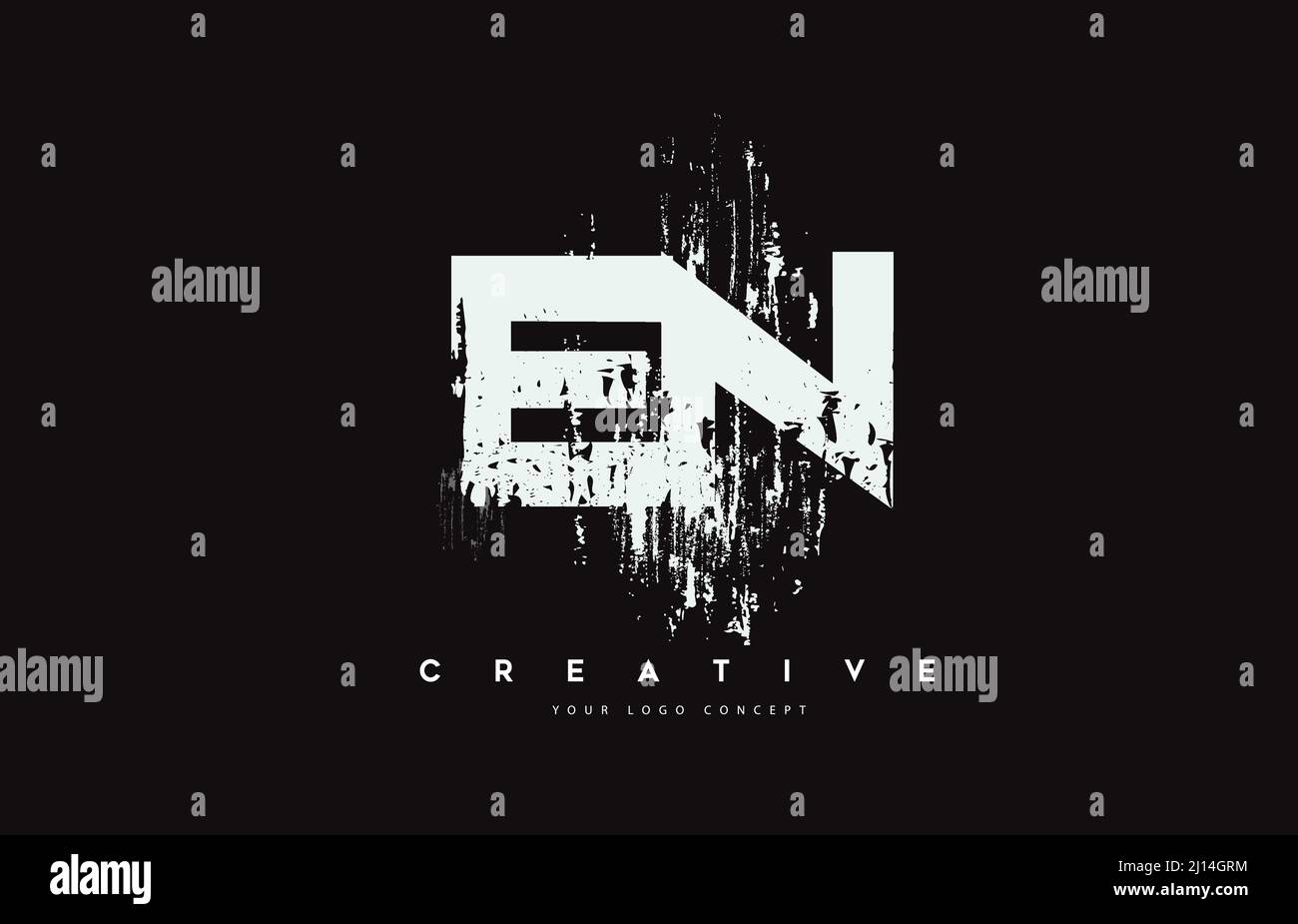 EN E N Grunge Brush Letter Logo Design in White Colors. Creative Brush ...