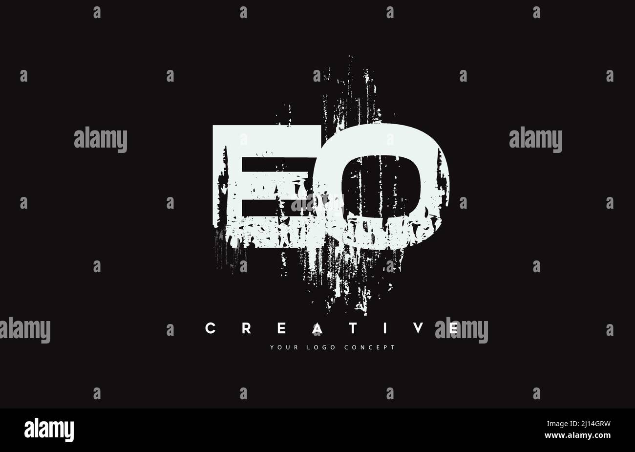 EO E O Grunge Brush Letter Logo Design in White Colors. Creative Brush ...