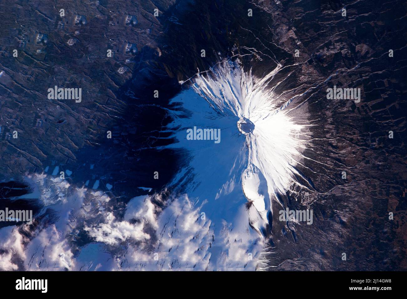 Sleeping volcano from space. Elements of this image furnished by NASA ...