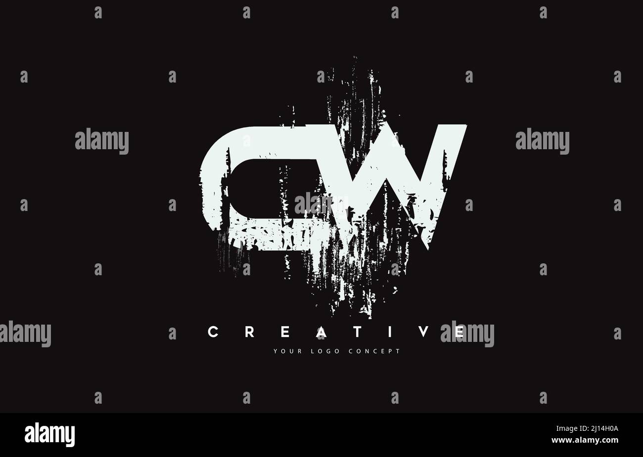 CW C W Grunge Brush Letter Logo Design in White Colors. Creative Brush ...