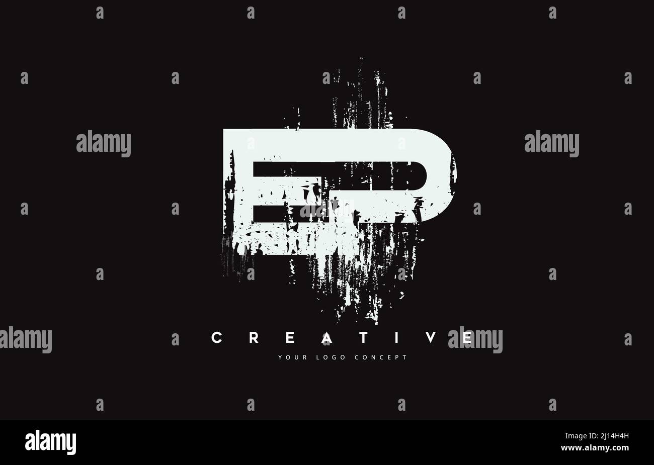 EP E P Grunge Brush Letter Logo Design in White Colors. Creative Brush ...