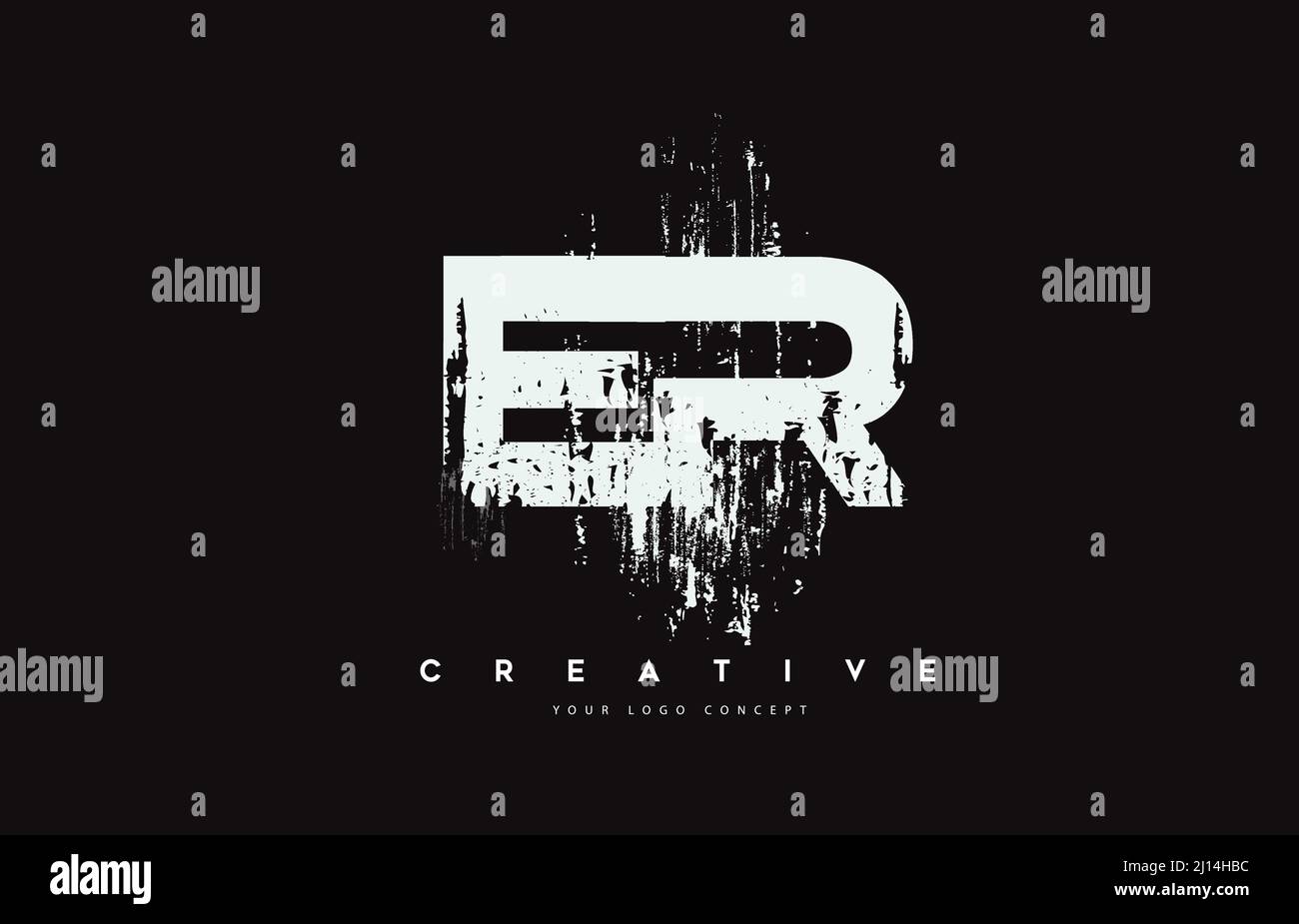 ER E R Grunge Brush Letter Logo Design in White Colors. Creative Brush ...