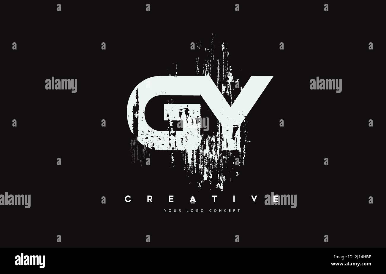 GY G Y Grunge Brush Letter Logo Design in White Colors. Creative Brush ...
