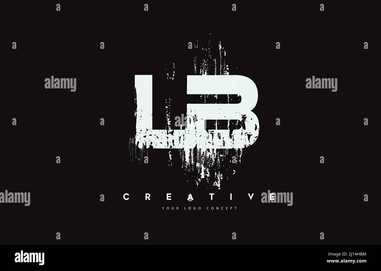 LB L B Grunge Brush Letter Logo Design in White Colors. Creative Brush ...