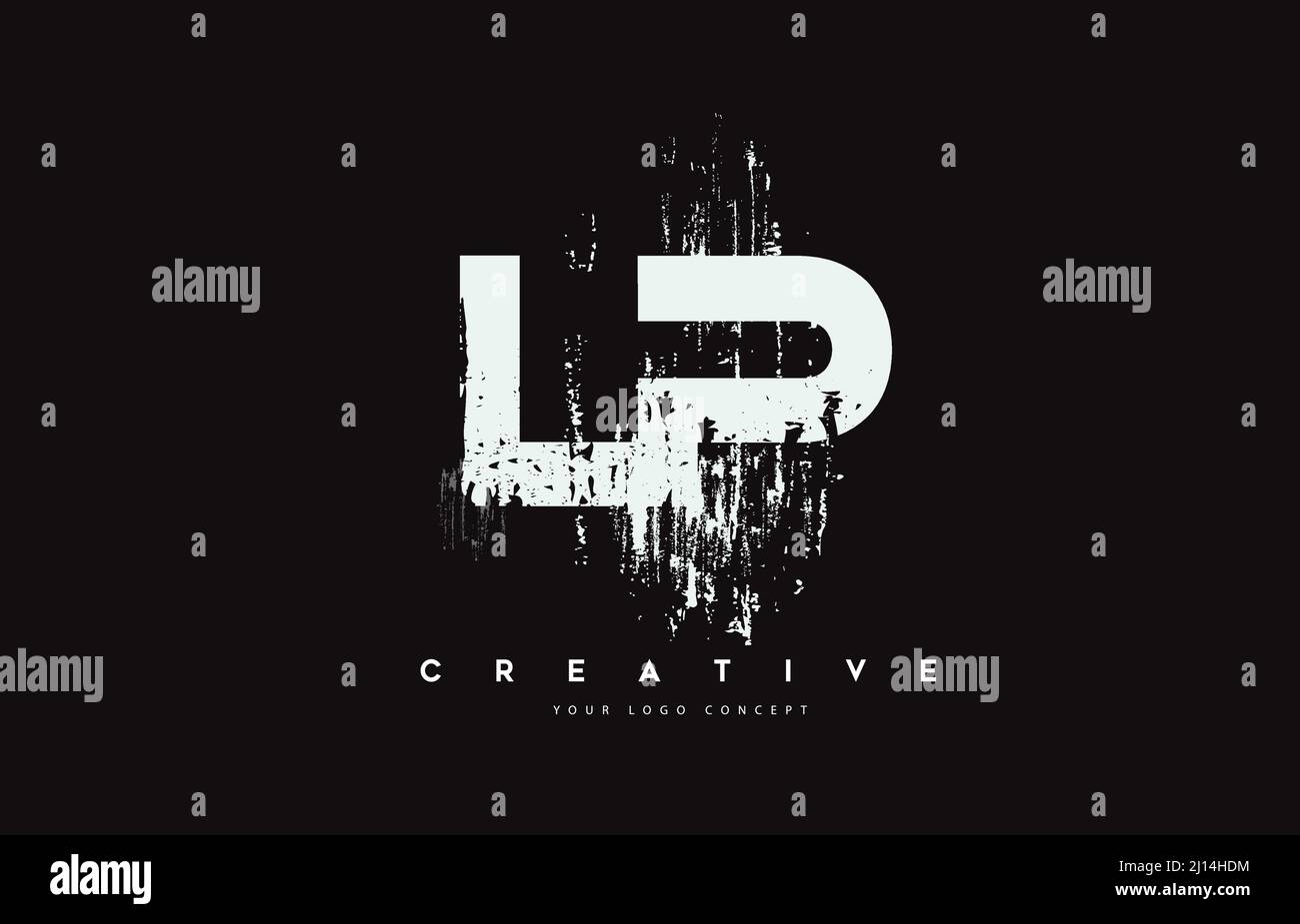 LP L P Grunge Brush Letter Logo Design in White Colors. Creative Brush ...