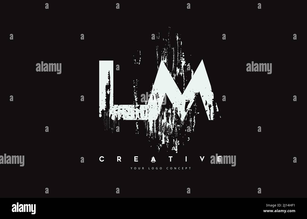 LM L M Grunge Brush Letter Logo Design in White Colors. Creative Brush ...