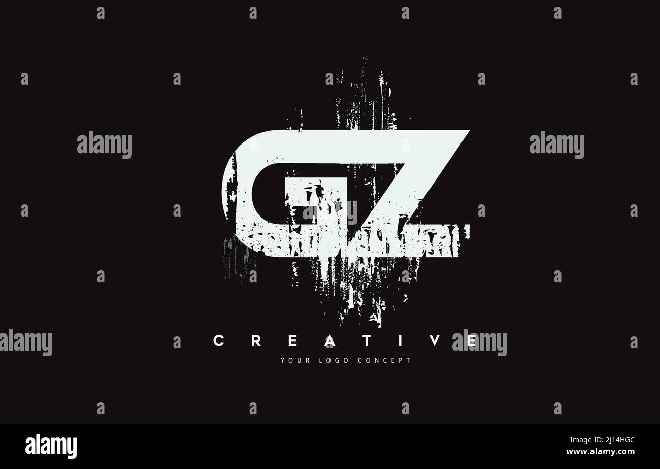 GZ G Y Grunge Brush Letter Logo Design in White Colors. Creative Brush ...