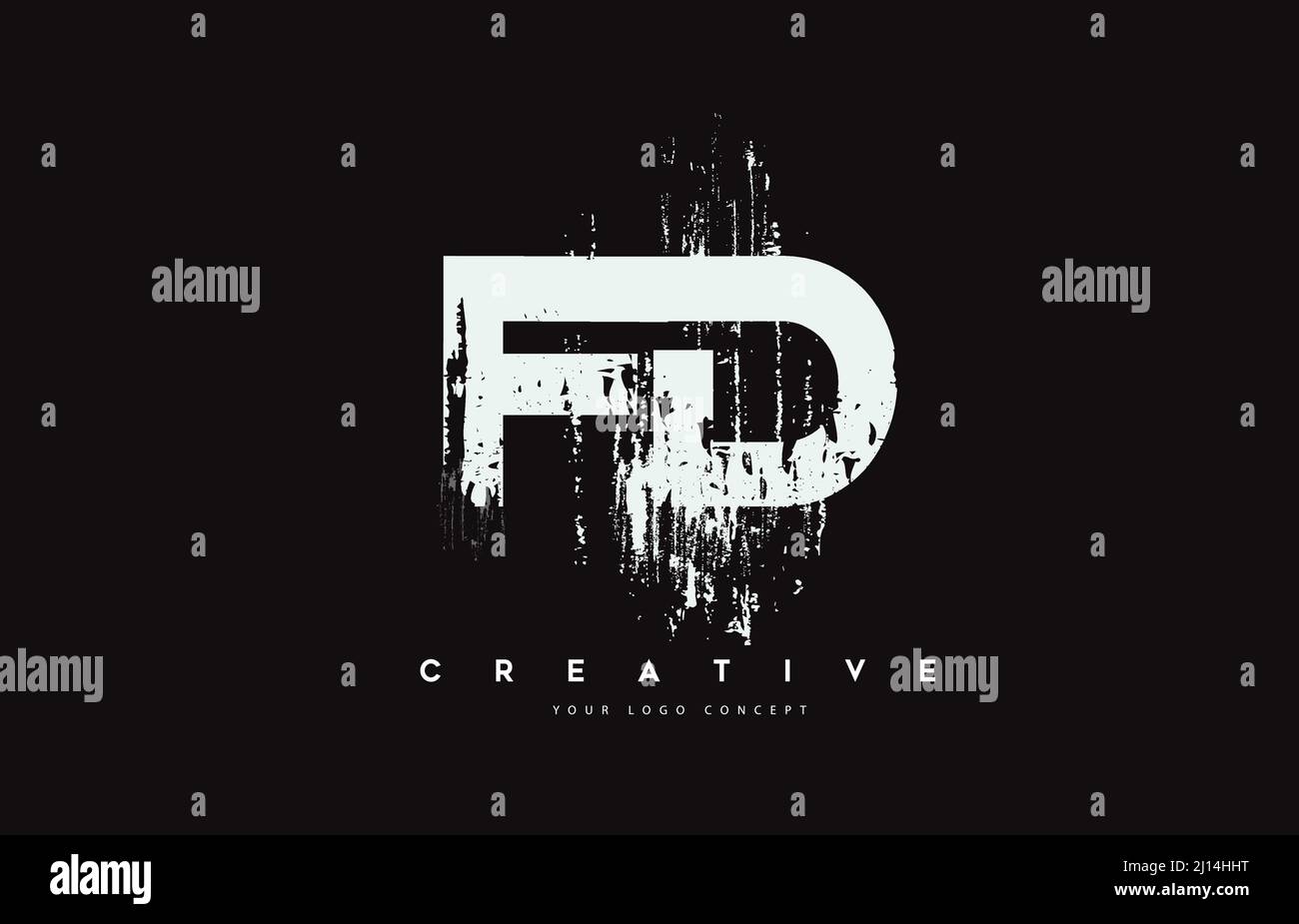 FD F D Grunge Brush Letter Logo Design in White Colors. Creative Brush ...