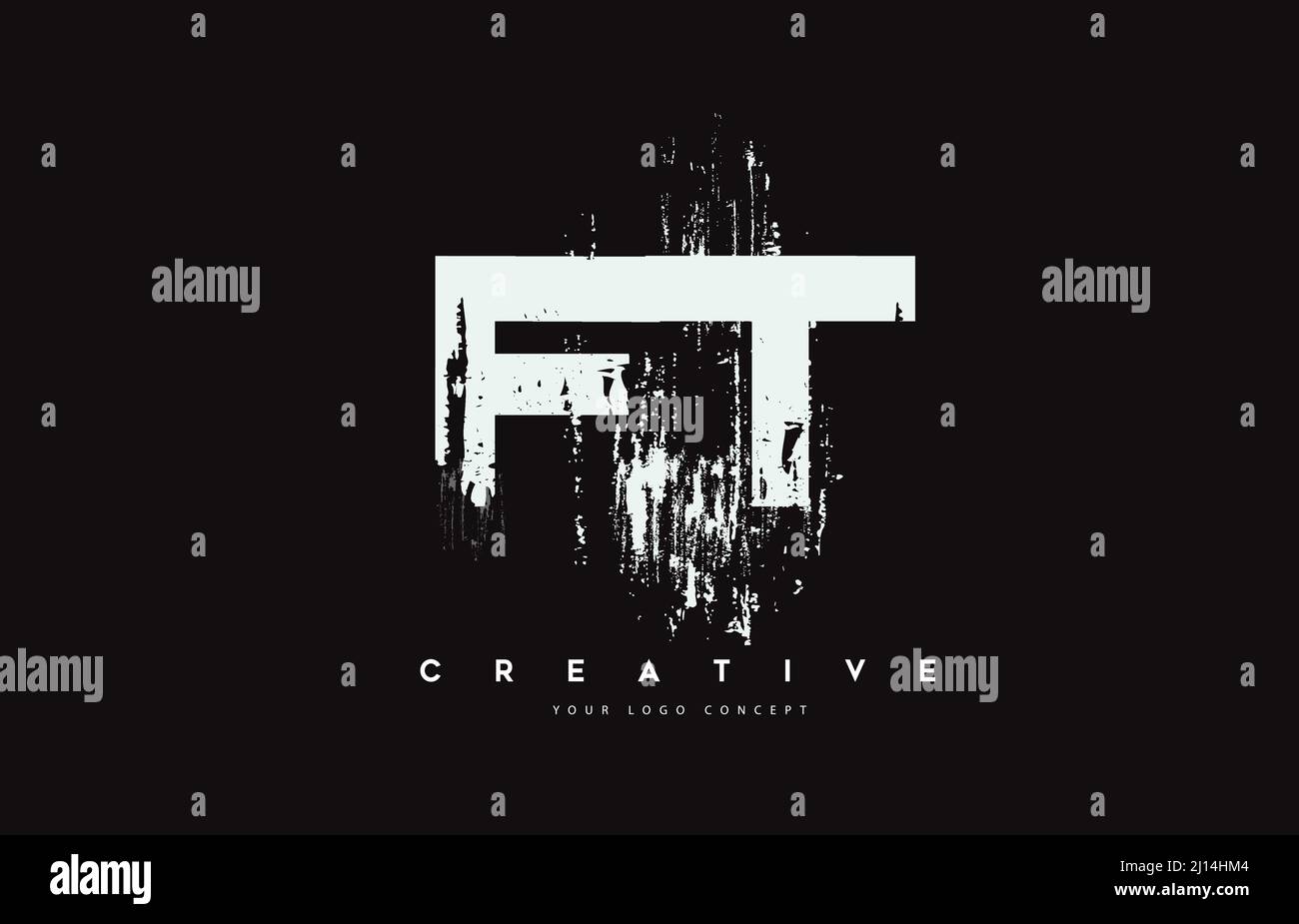FT F T Grunge Brush Letter Logo Design in White Colors. Creative Brush ...