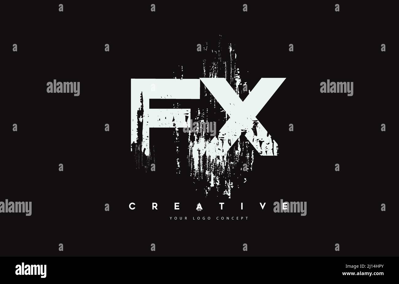 FX F X Grunge Brush Letter Logo Design in White Colors. Creative Brush ...