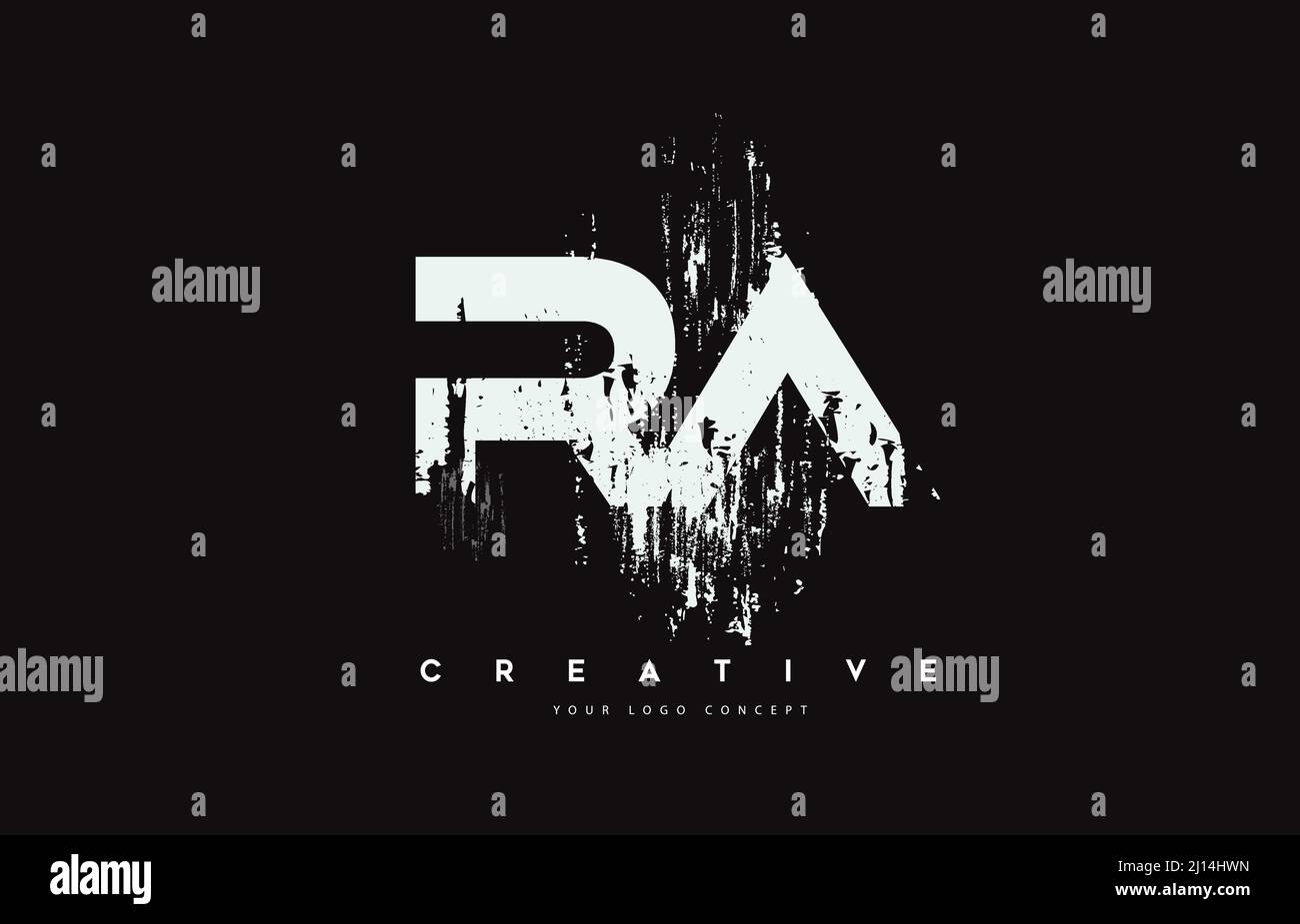 RA R A Grunge Brush Letter Logo Design in White Colors. Creative Brush ...