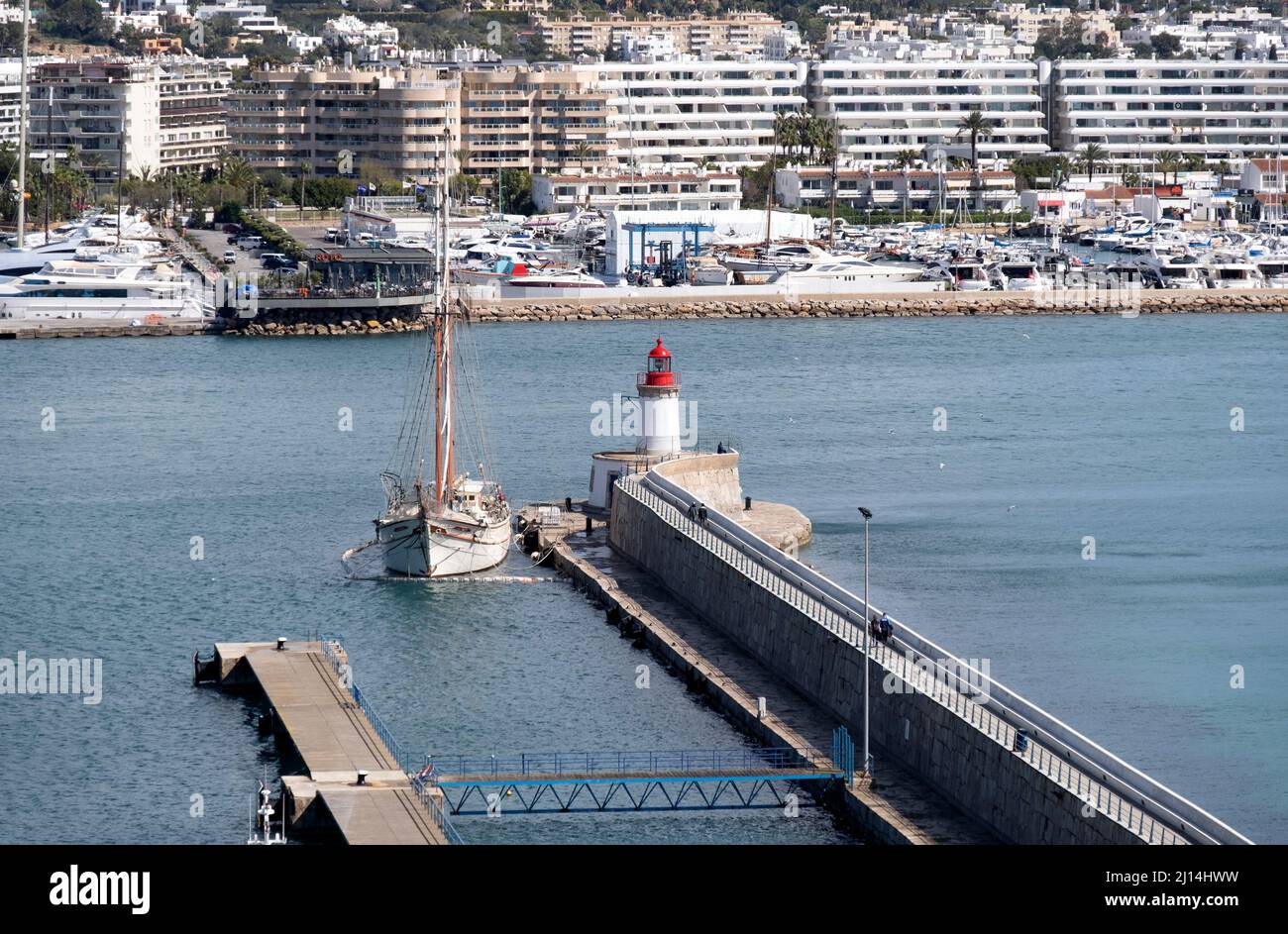 Bulkhead of the pier of the port of Ibiza Stock Photo - Alamy