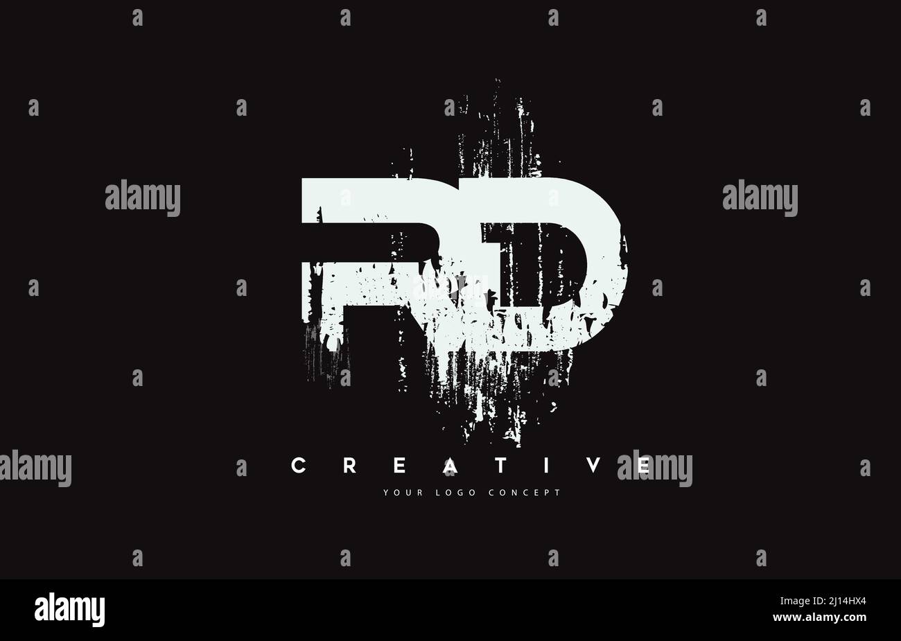 RD R D Grunge Brush Letter Logo Design in White Colors. Creative Brush ...