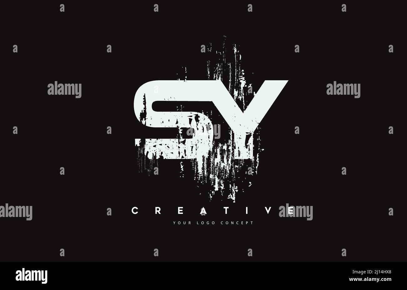 SY S Y Grunge Brush Letter Logo Design in White Colors. Creative Brush ...