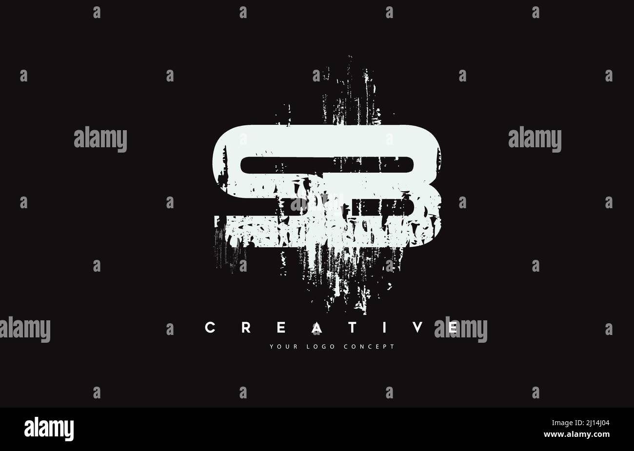 SB S B Grunge Brush Letter Logo Design in White Colors. Creative Brush ...