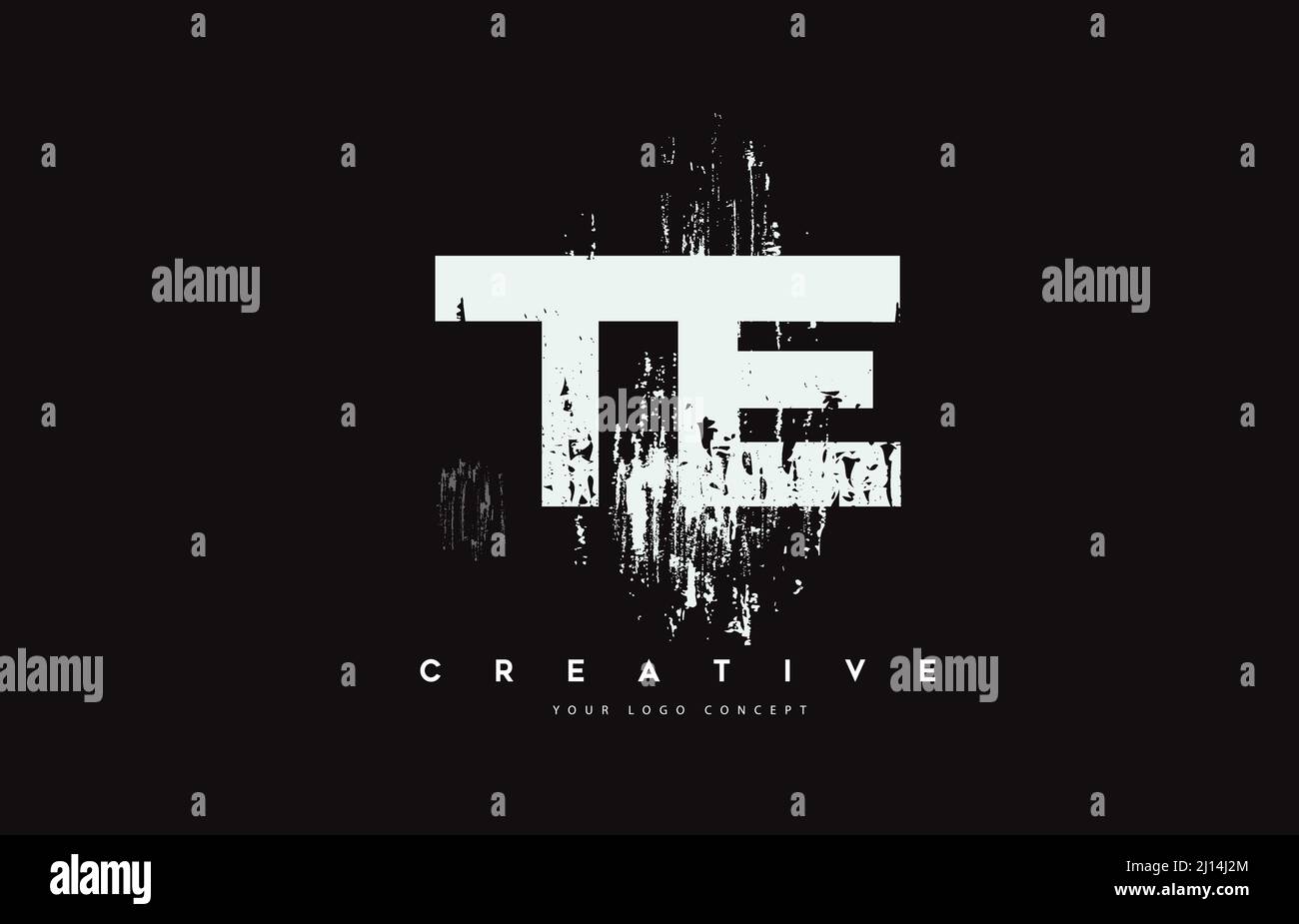 TE T E Grunge Brush Letter Logo Design in White Colors. Creative Brush ...