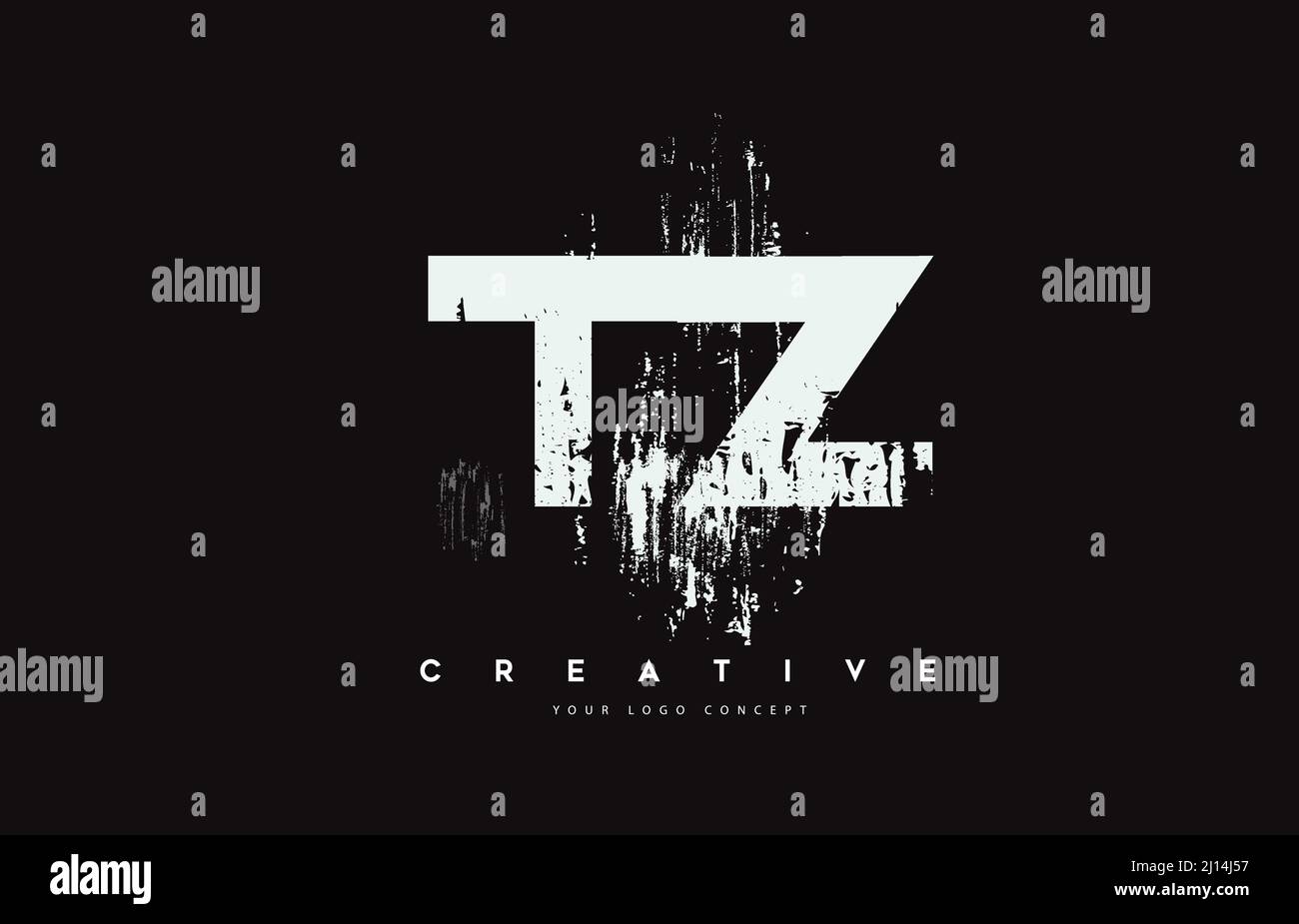 TZ T Z Grunge Brush Letter Logo Design in White Colors. Creative Brush ...