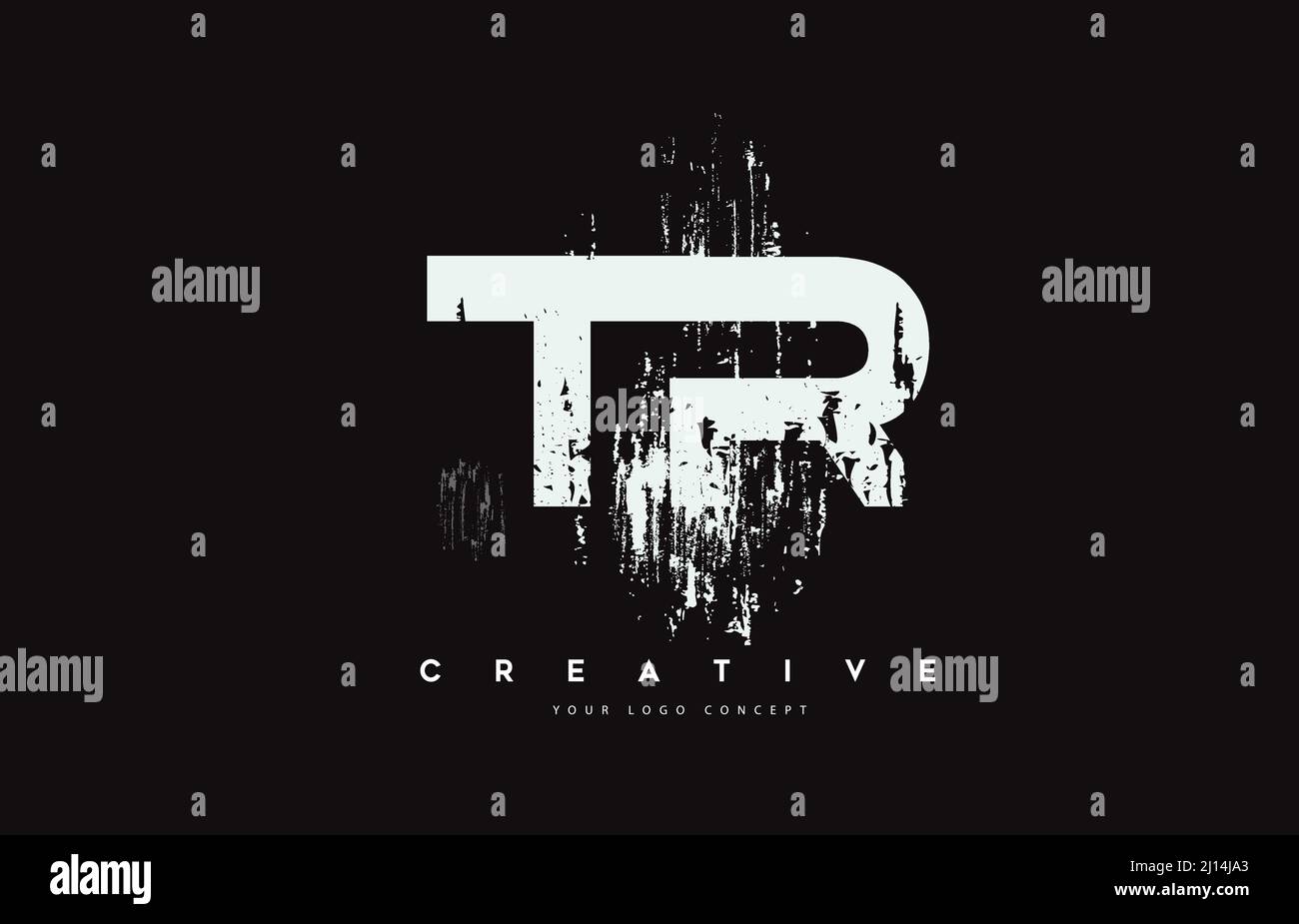 TR T R Grunge Brush Letter Logo Design in White Colors. Creative Brush ...