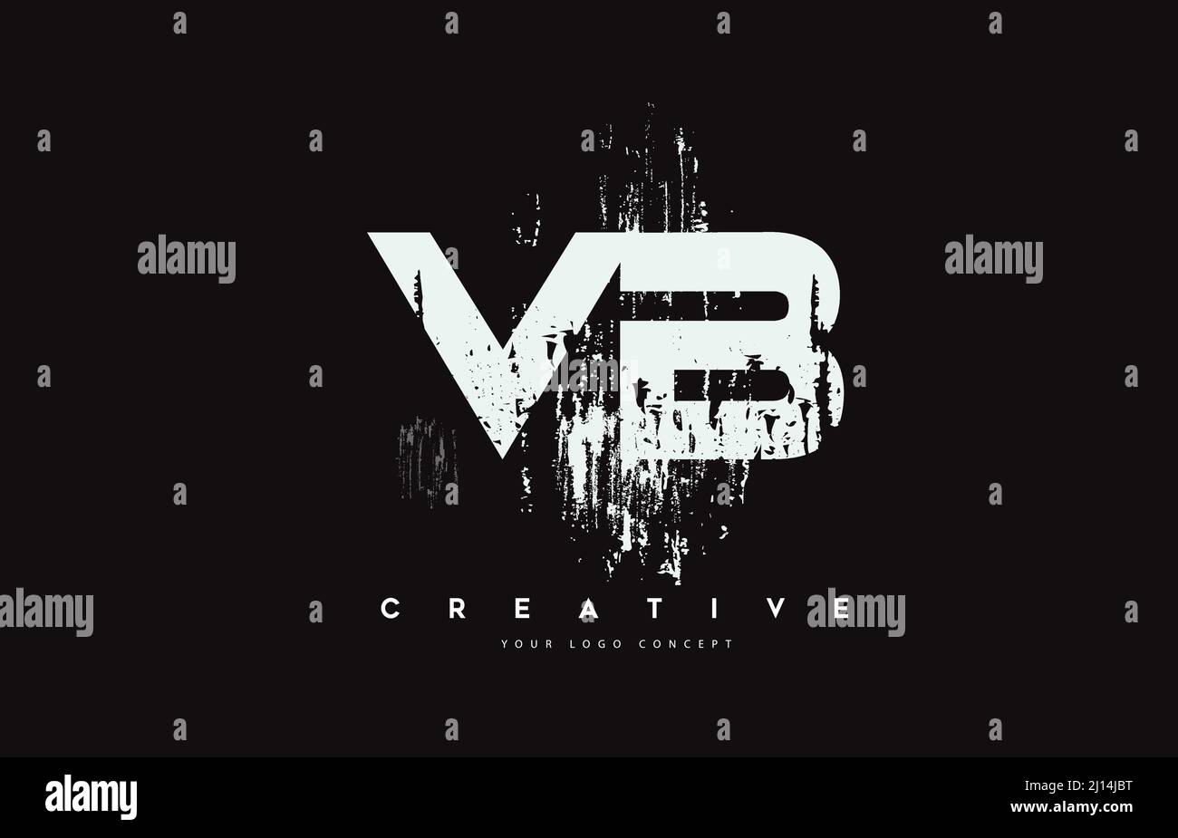 VB V B Grunge Brush Letter Logo Design in White Colors. Creative Brush ...