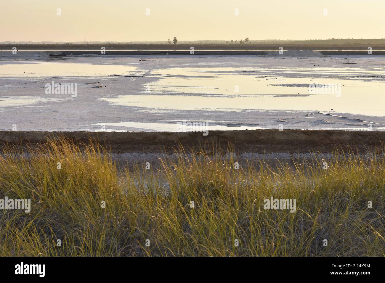 Natural salt production, salt is harvested after water evaporates from ...