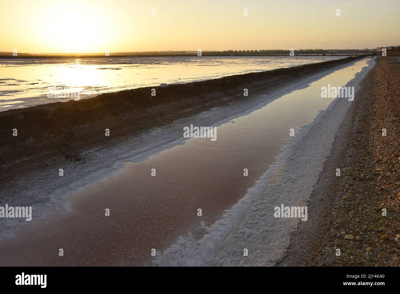 Natural salt production, salt is harvested after water evaporates from ...