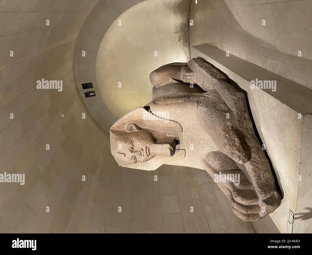 Vertical closeup shot of the Great Sphinx in the Louvre museum in Paris ...
