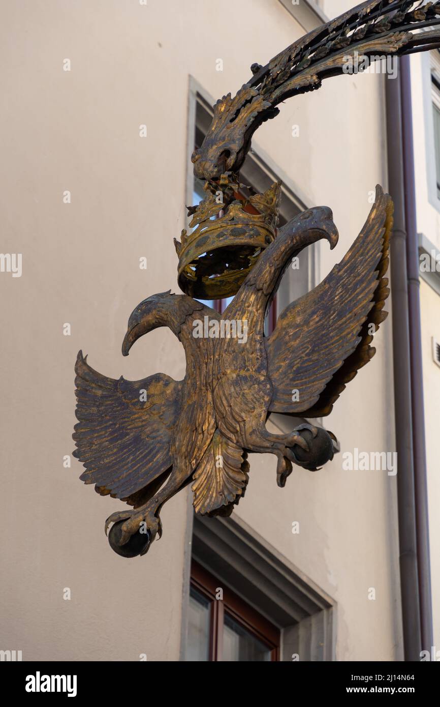 Lucerne, Switzerland, March 10, 2022 Bird style artwork presented on a ...