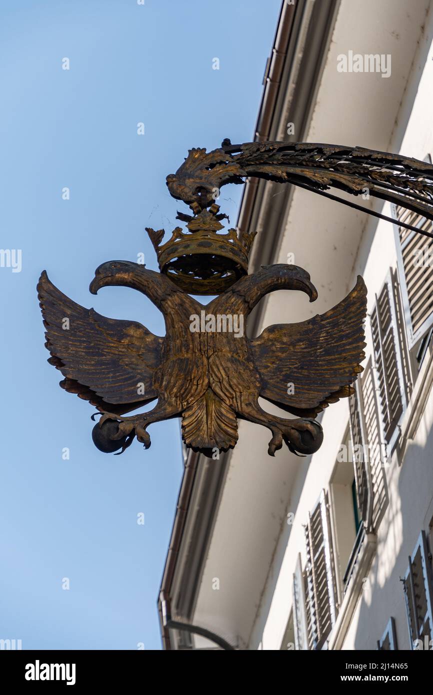 Lucerne, Switzerland, March 10, 2022 Bird style artwork presented on a ...