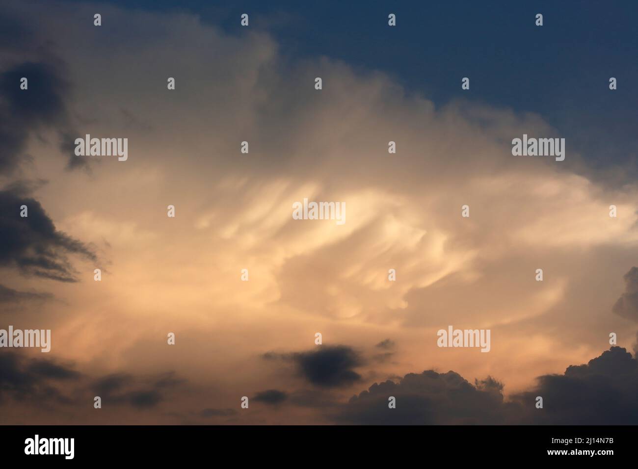 Set of pictures, evening clouds, before sunset and change the color and ...
