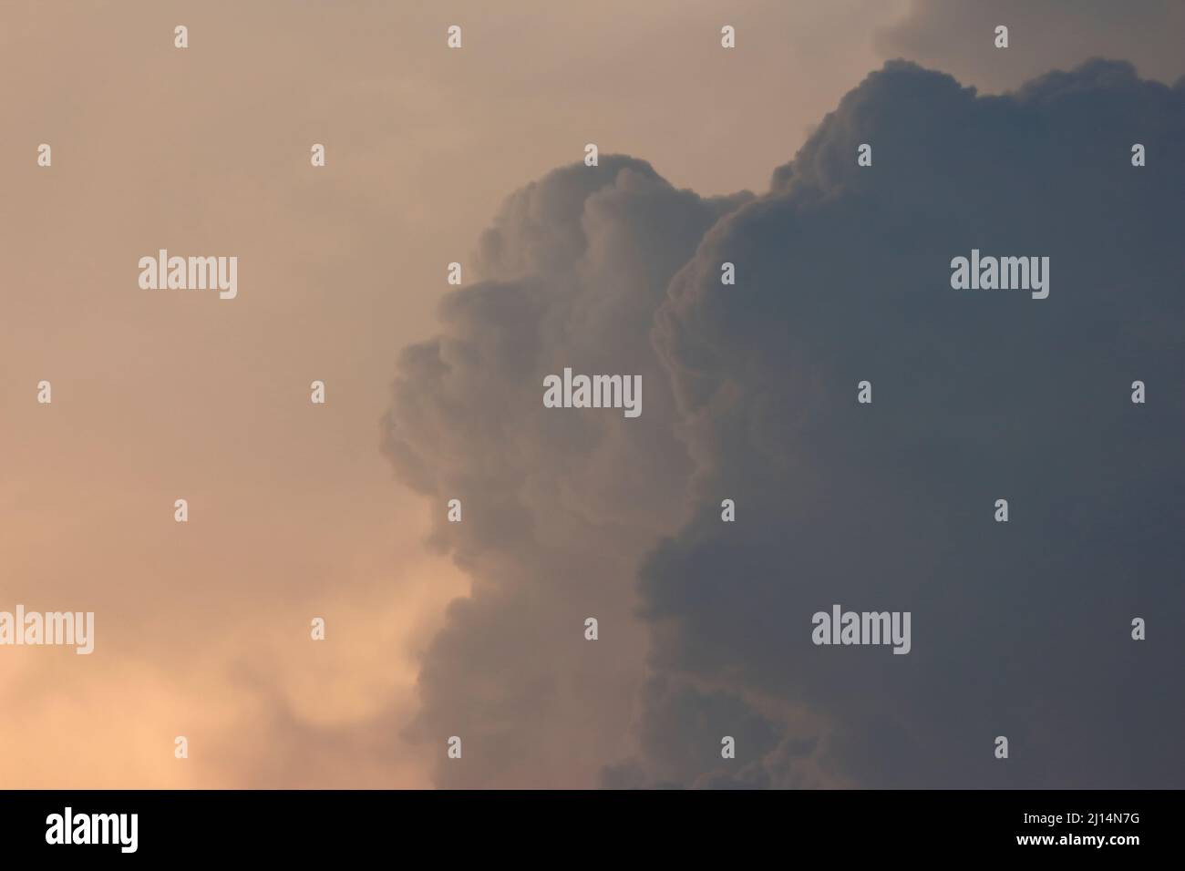 Set of pictures, evening clouds, before sunset and change the color and ...