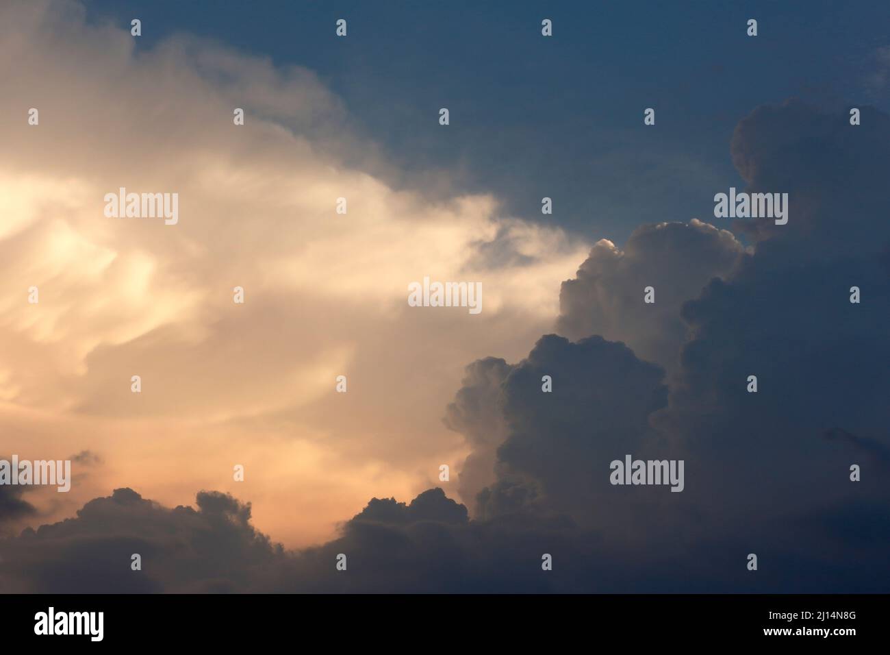 Set of pictures, evening clouds, before sunset and change the color and ...
