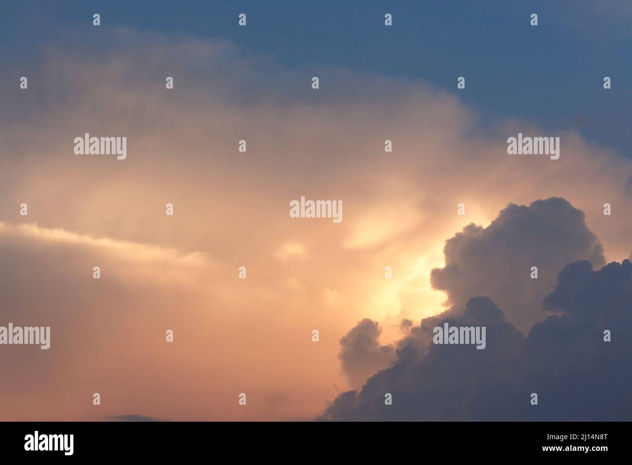 Set of pictures, evening clouds, before sunset and change the color and ...