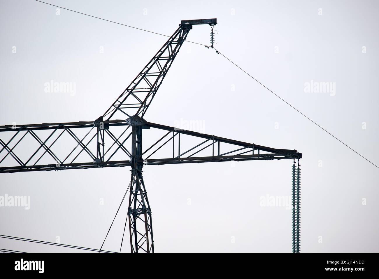 Electric power lines divided by safe guard insulating frame transfening ...