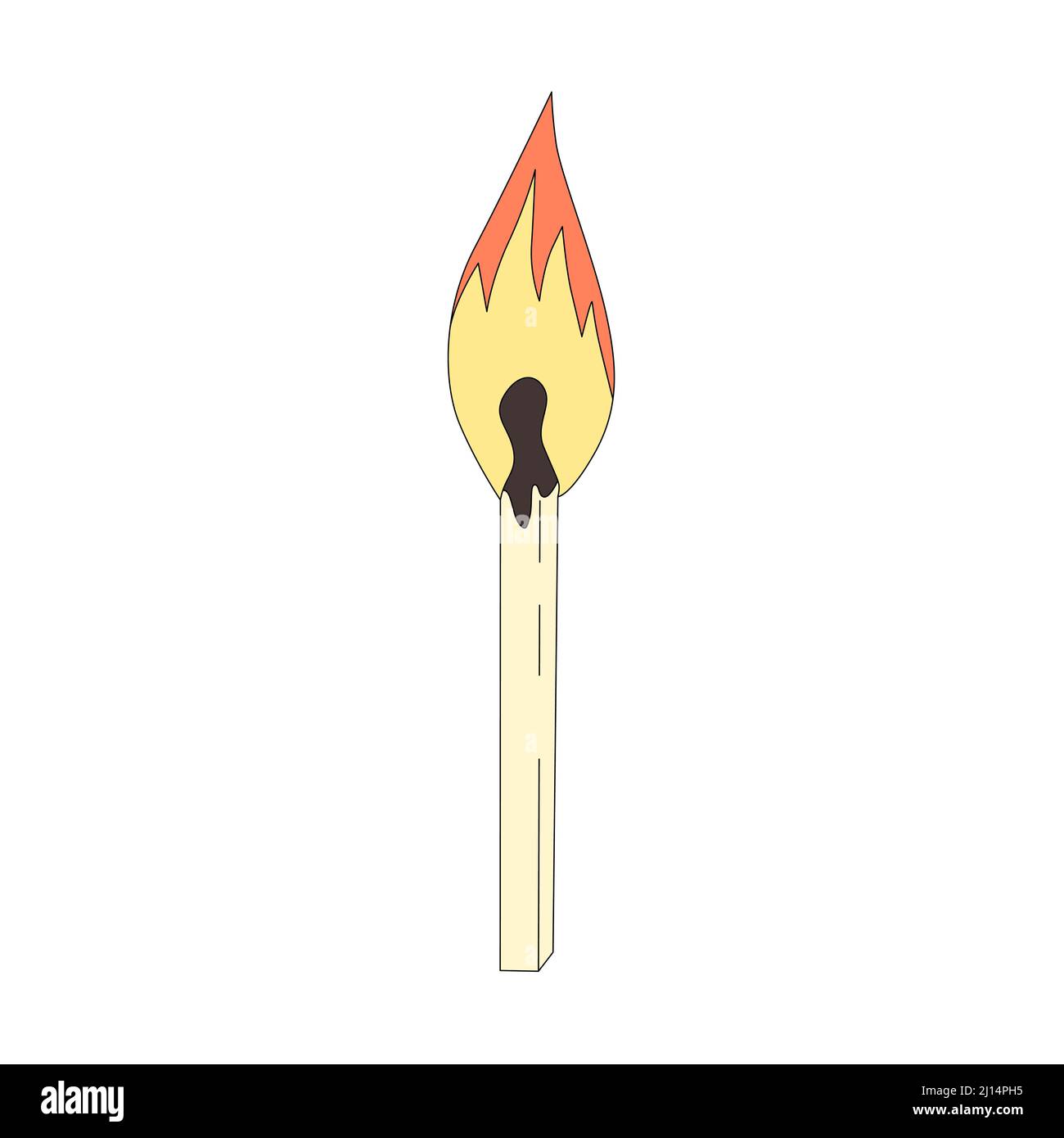 Vector illustration of a burning matchstick isolated on white ...