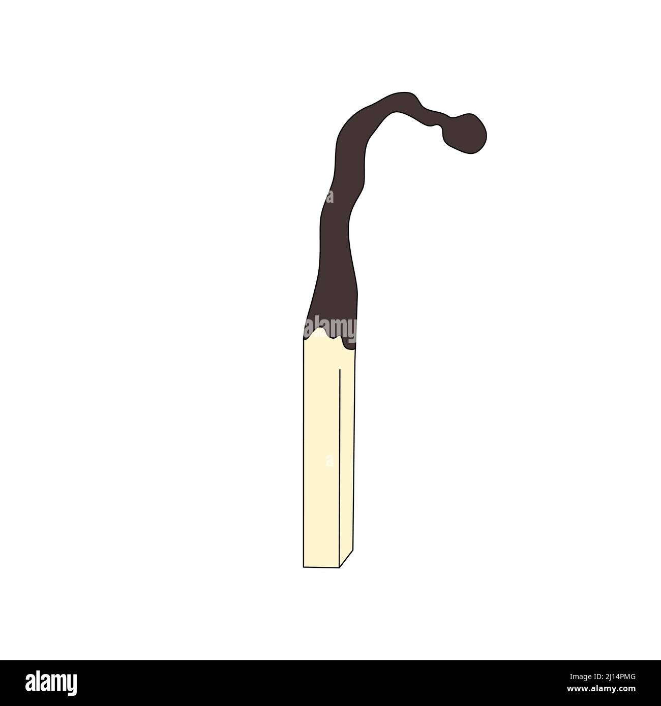 Vector illustration of a burned matchstick isolated on white background ...