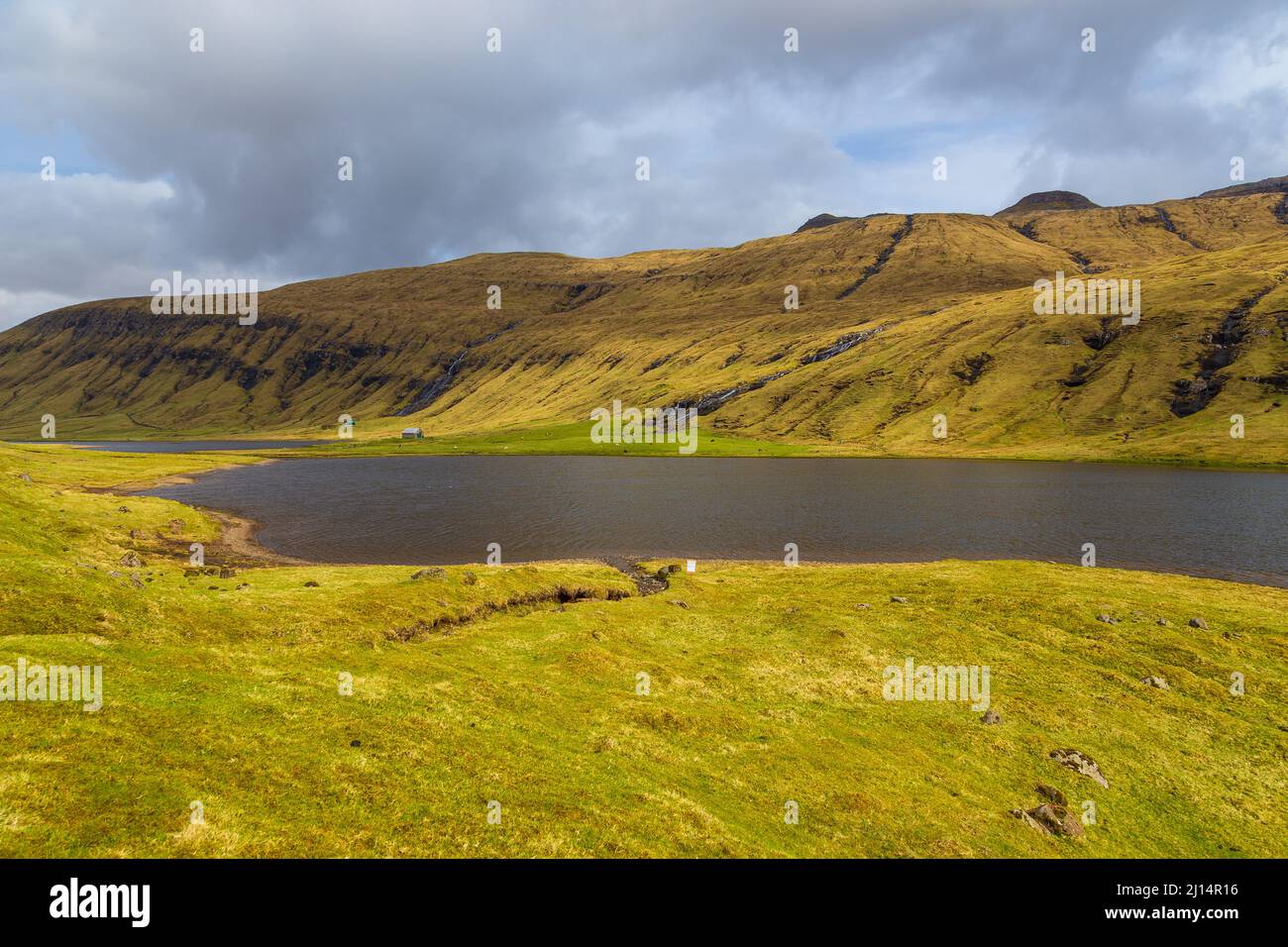 Mountain landscape on Faroe Islands, a volcanic archipelago in the ...