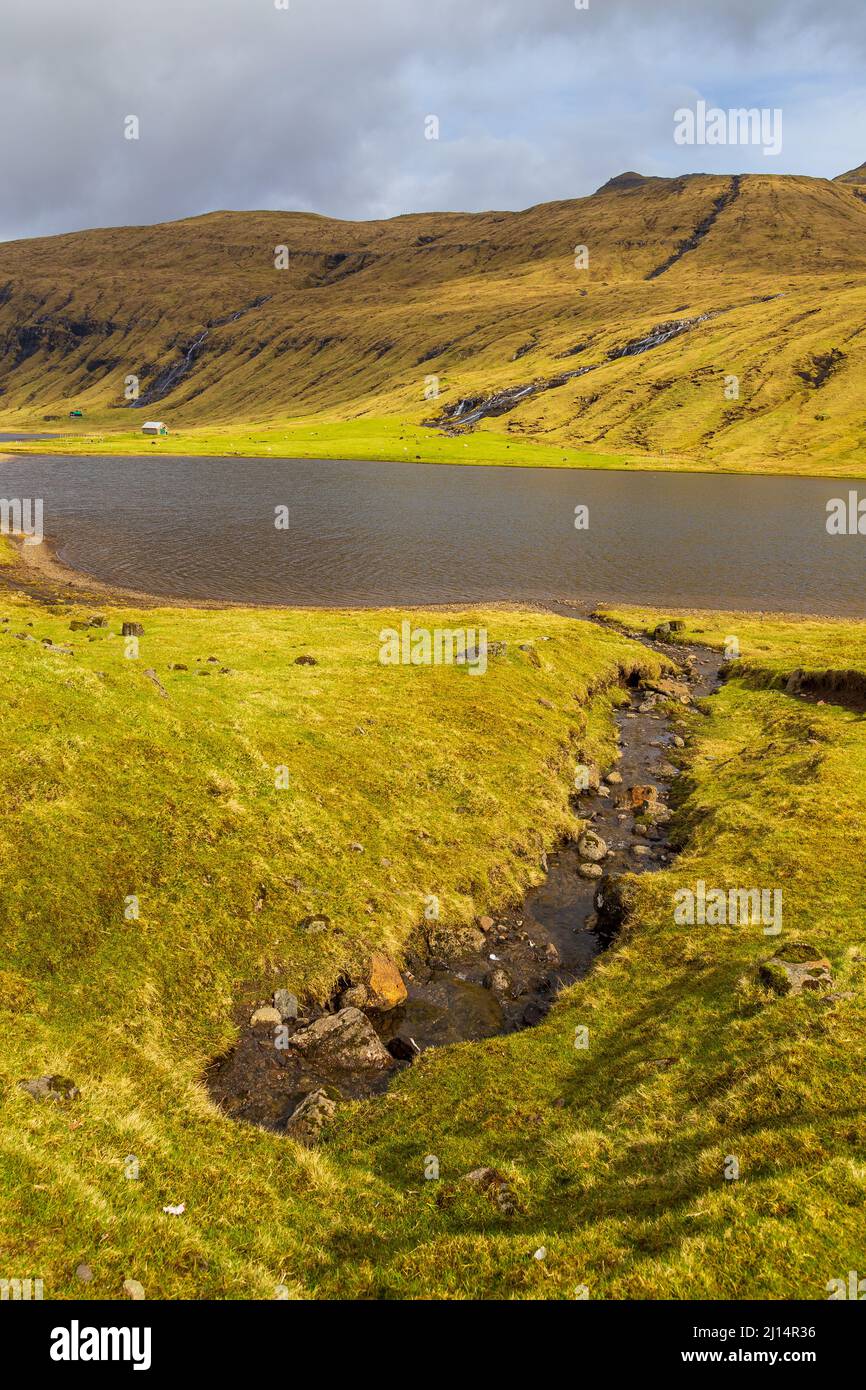 Mountain landscape on Faroe Islands, a volcanic archipelago in the ...