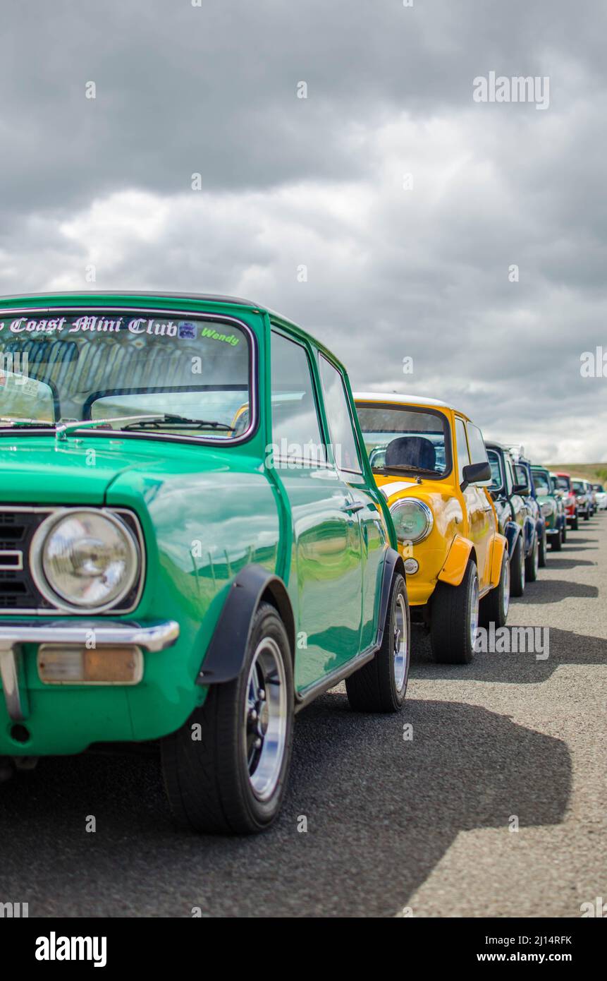 Line Of Classic Minis Stock Photo - Alamy