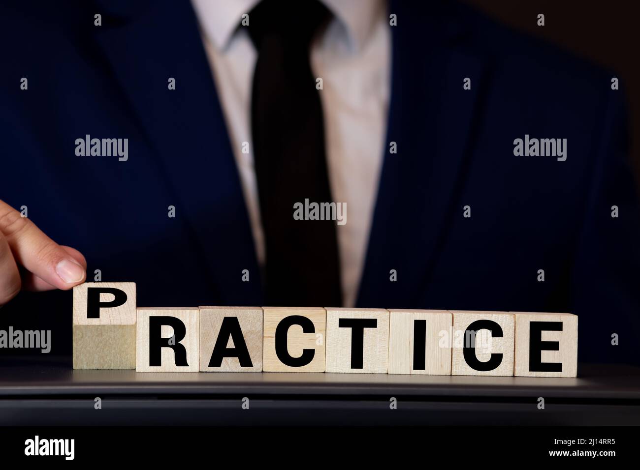 PRACTICE word made with building blocks, concept Stock Photo - Alamy