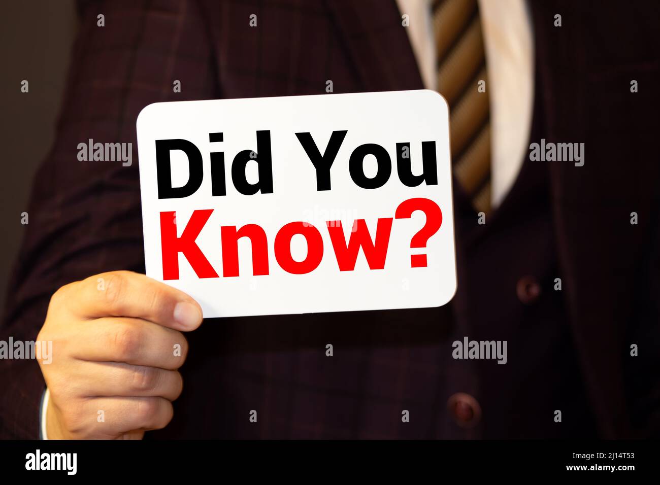 DID YOU KNOW message on the card shown by a man Stock Photo - Alamy